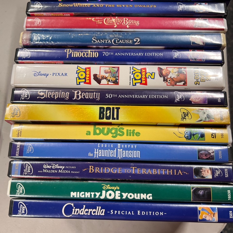 Disney Pixar DVD Lot Toy Story Finding Nemo Cinderella Snow White Bolt ...