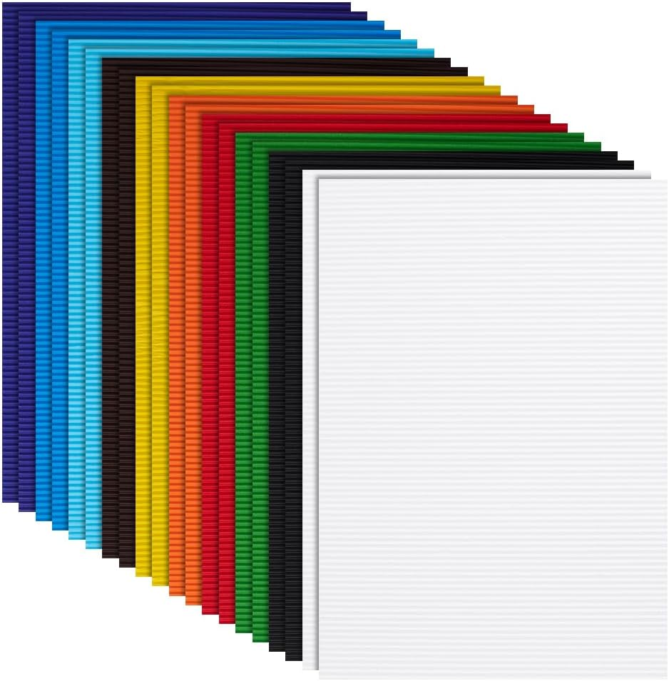 20Pcs 10 Colors Corrugated Cardboard Paper Sheets, 11.8X8.3 Inch Flat ...