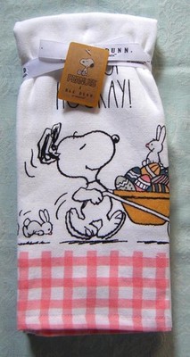 Rae Dunn Peanuts Snoopy HIP HOP HOORAY! Easter Kitchen Towels 2 Pk NEW ...