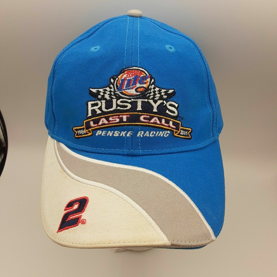 Rusty Wallace Hat Cap Last Call #2 Strap Back Blue Penske Racing Miller ...