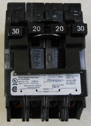 New Siemens 20A 30A 2-2 4-Pole Plug-on Type QT Quad Circuit Breaker ...