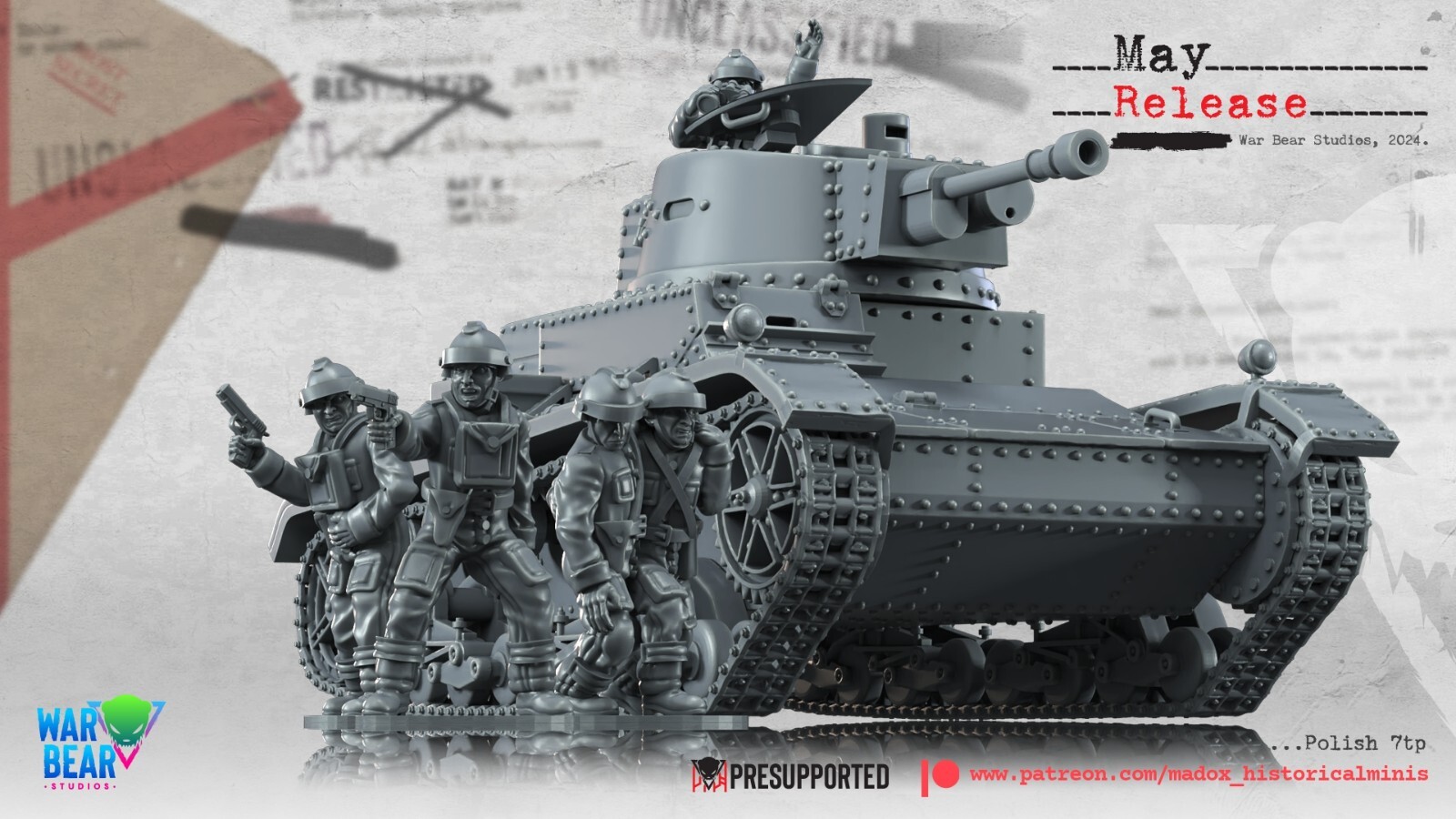 BattleCat Miniatures WW2 Polish 7TP Light Tank & Crew Bolt Action WWII ...