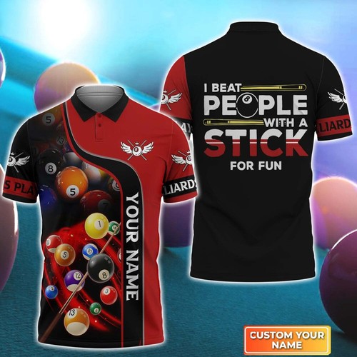 I Beat People With A Stick For Fun Personalized Name 3D Polo Shirt ...