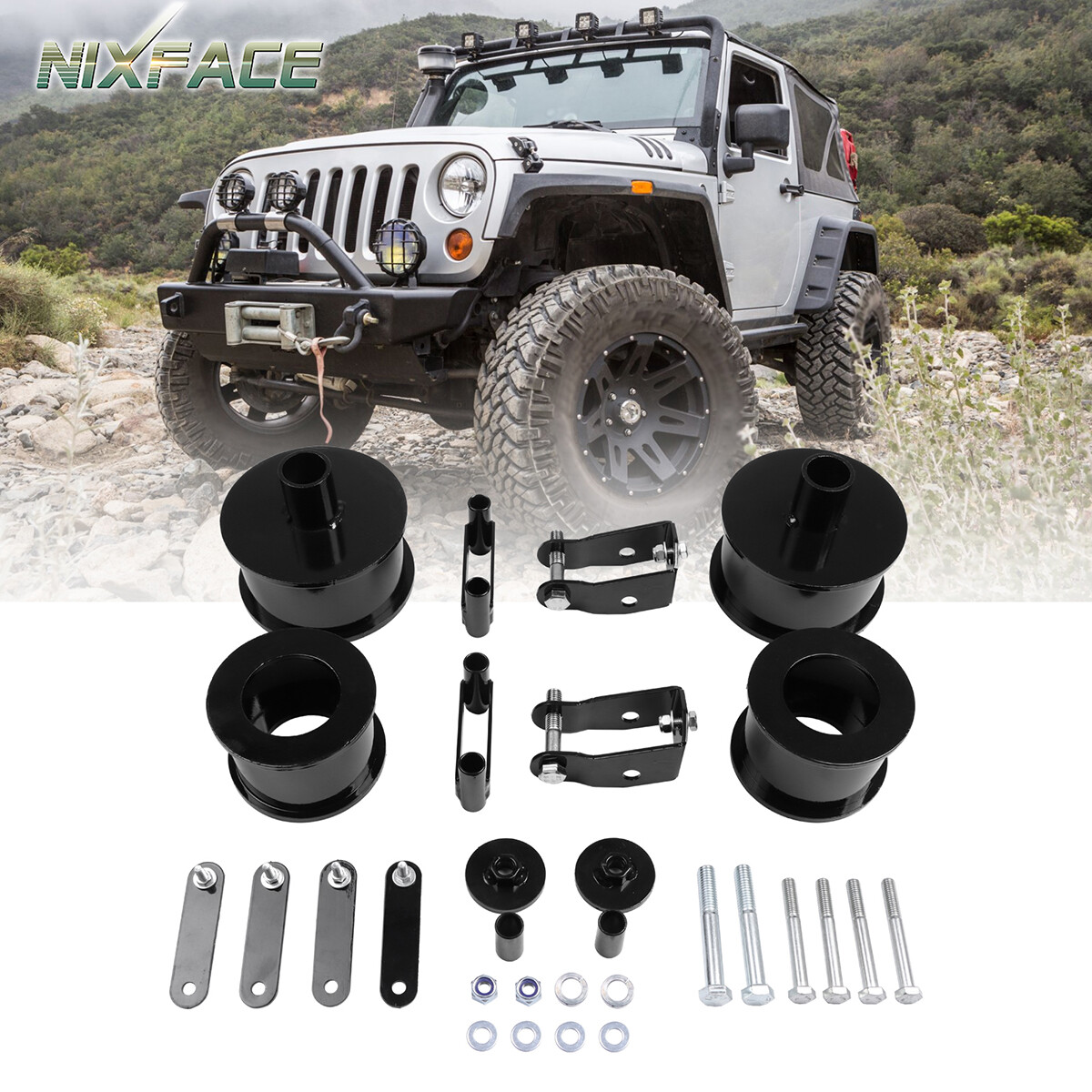 3" Front 3" Rear Full Lift Kit Shock Extenders For 2007 -2018 Jeep ...