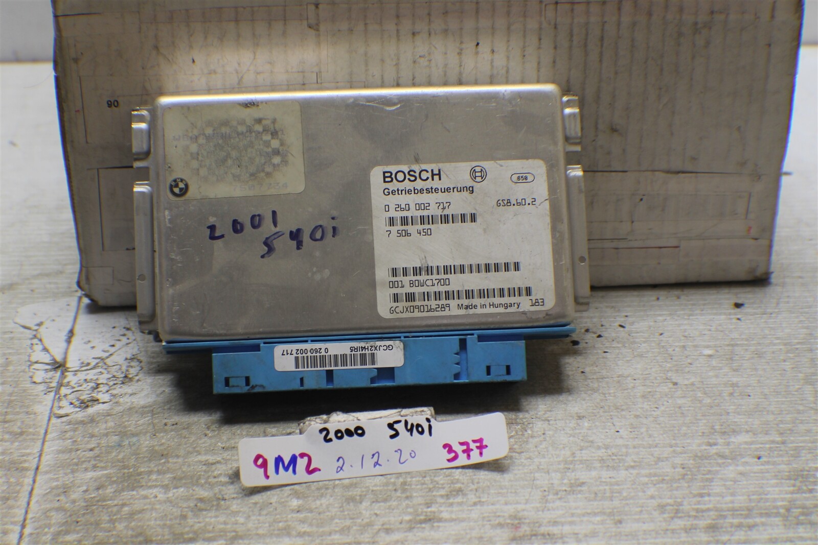 7506450 BMW 540i 740i 1999-2001Transmission Control Unit TCU Module 377 ...