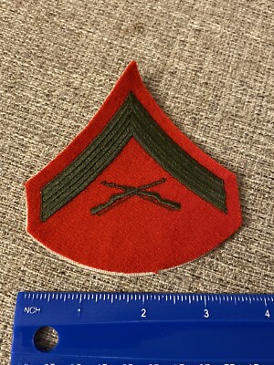 USMC Red Felt Lance Corporal Enlisted Rank Patch US Marine Corps ...