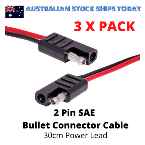 2 Pin SAE Bullet Connector Quick Connect 30cm Power Lead 18AWG cable 7 ...