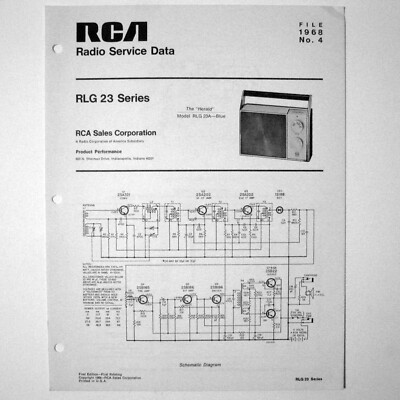 RCA ® Model RLG23 Series Portable Transistor Radio - Service Sheet ...
