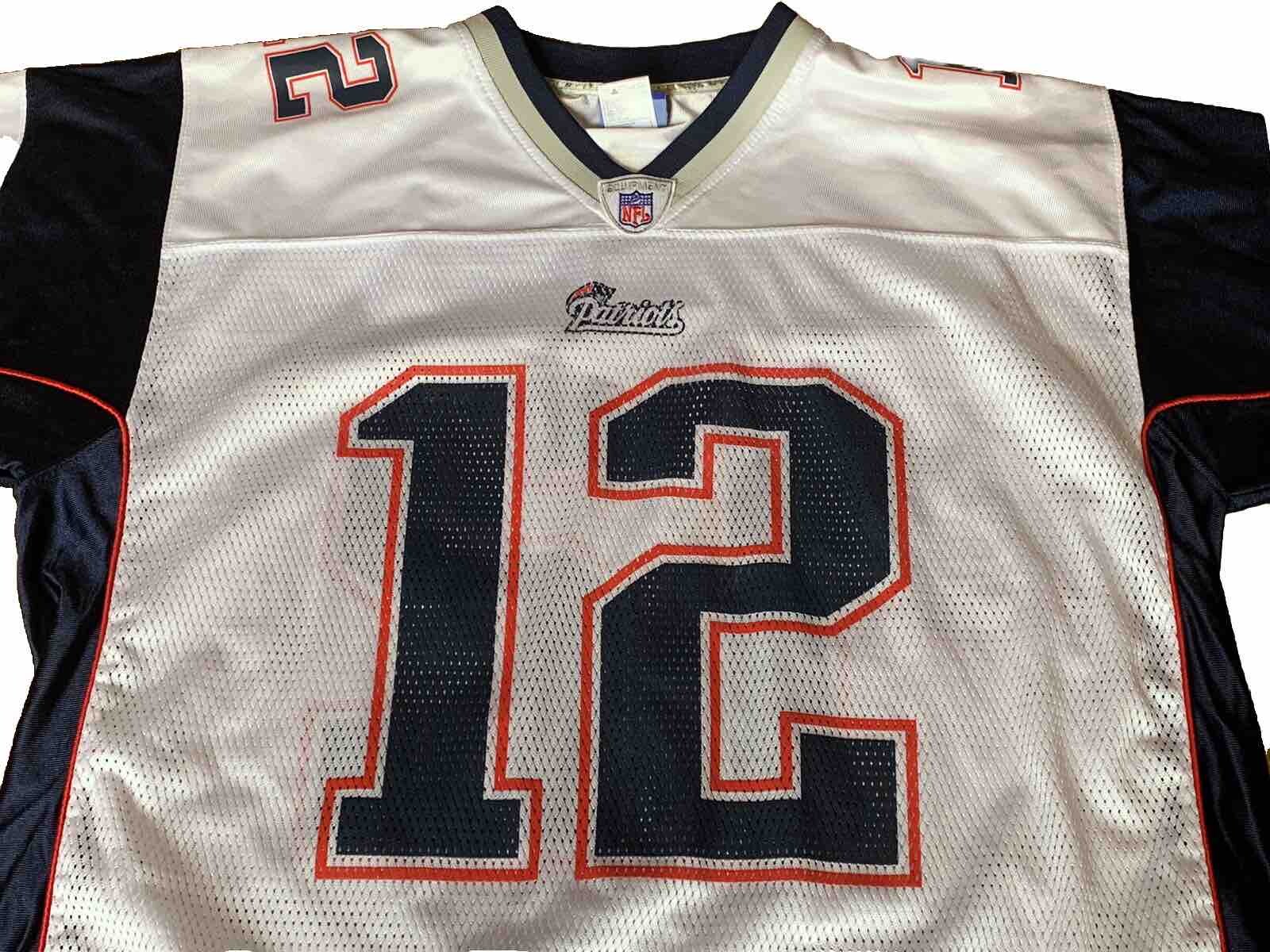 Boston Patriot NFL Tom Brady #12 White Football Jersey Mens size XLarge ...