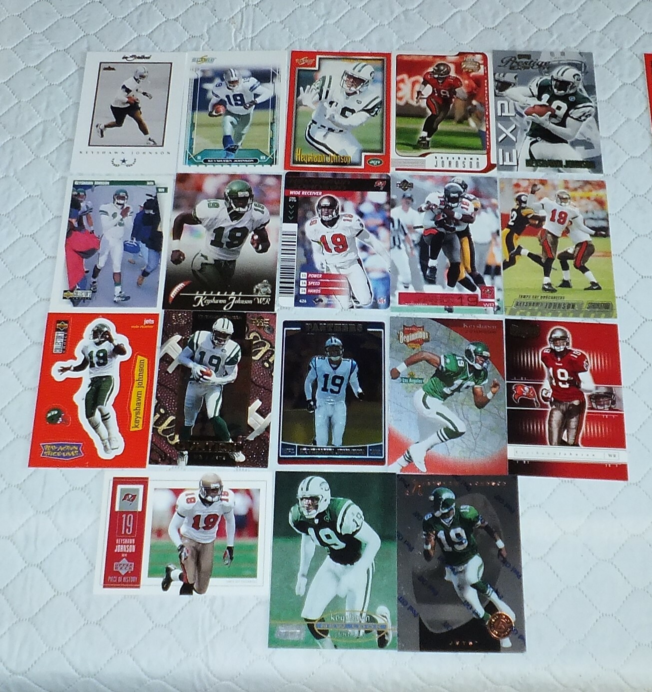 KEYSHAWN JOHNSON - Jets / Buccaneers / Cowboys - 18 Card Assorted Lot ...