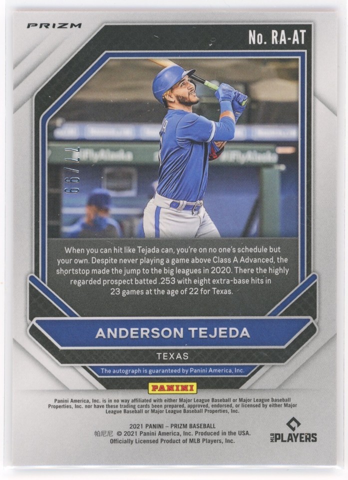 ANDERSON TEJADA 2021 PRIZM ROOKIE RED AUTO #77/99 RC | eBay