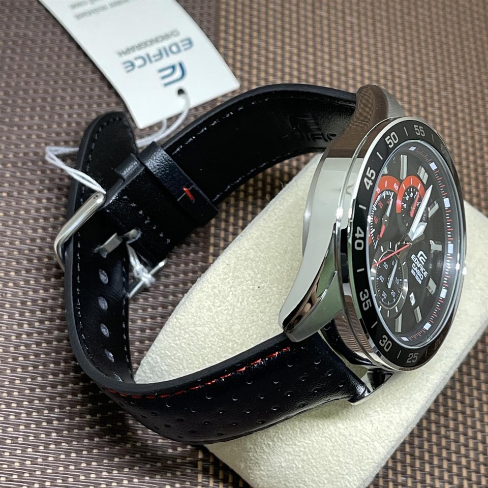 Casio Edifice EFV-550L-1A Chronograph Black Analog Leather Quartz Men's ...