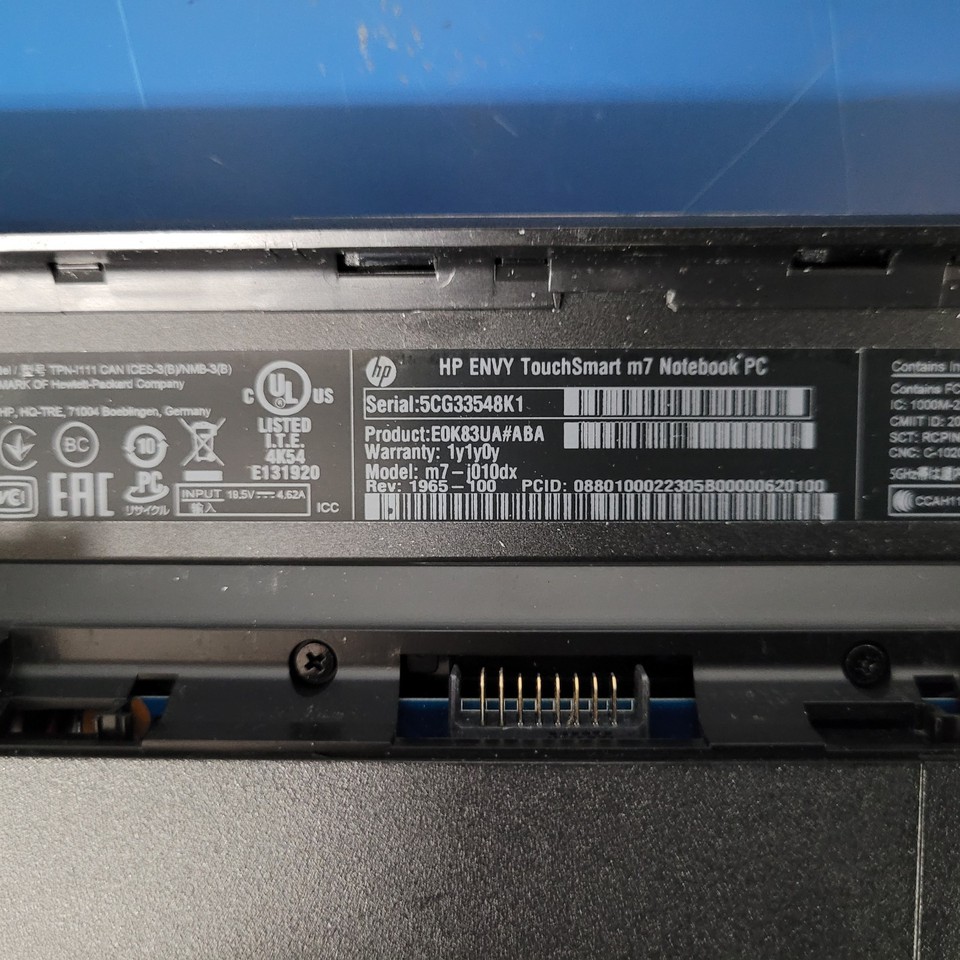 HP Envy m7-j010dx Laptop i7-4500MQ @ 2.40GHz/8GB RAM/NO HDD - FOR PARTS ...
