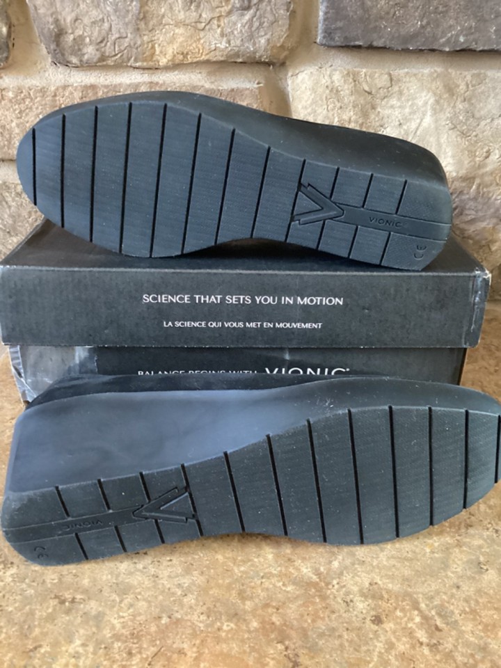 Vionic Sereno Suede Wedge Women's Shoes 10 Black Slip On | eBay
