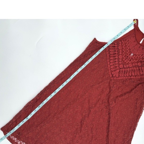 Be Bop Lace Halter Dress Sleeveless Party Casual Burnt Orange Boho ...