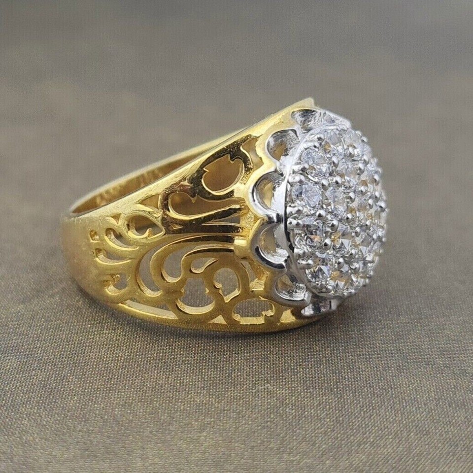 Men's 2.50CT Fancy Kentucky Cluster Created Diamond Wedding Ring In 925 ...