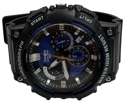 Casio 5490 MCW-200H Chronograph Black & Blue Analog Resin Sports Men's ...