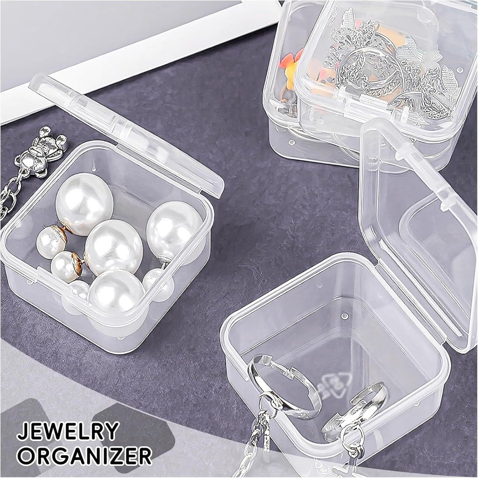 24x Small Plastic Storage Boxes Container Square Box Coins Screws ...
