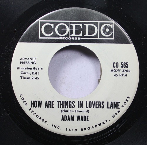 50'S & 60'S Promo 45 Adam Wade - How Are Things In Lovers Lane / It'S ...