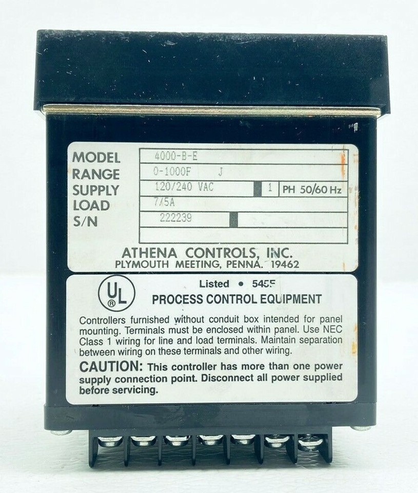UNUSED ATHENA CONTROLS 4000-B-E TEMPERATURE CONTOL MODULE 0-1000F 120 ...