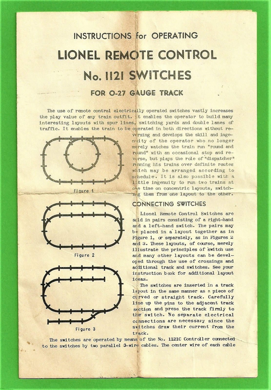 VTG 1947 Lionel 1121 Remote Control Switches Instructions Sheet No ...