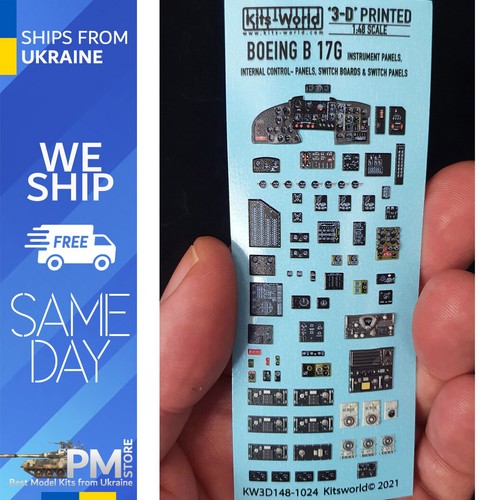 Kits World KW3D1481024 1/48 Cockpit Instrument Panel B-17G Flying ...