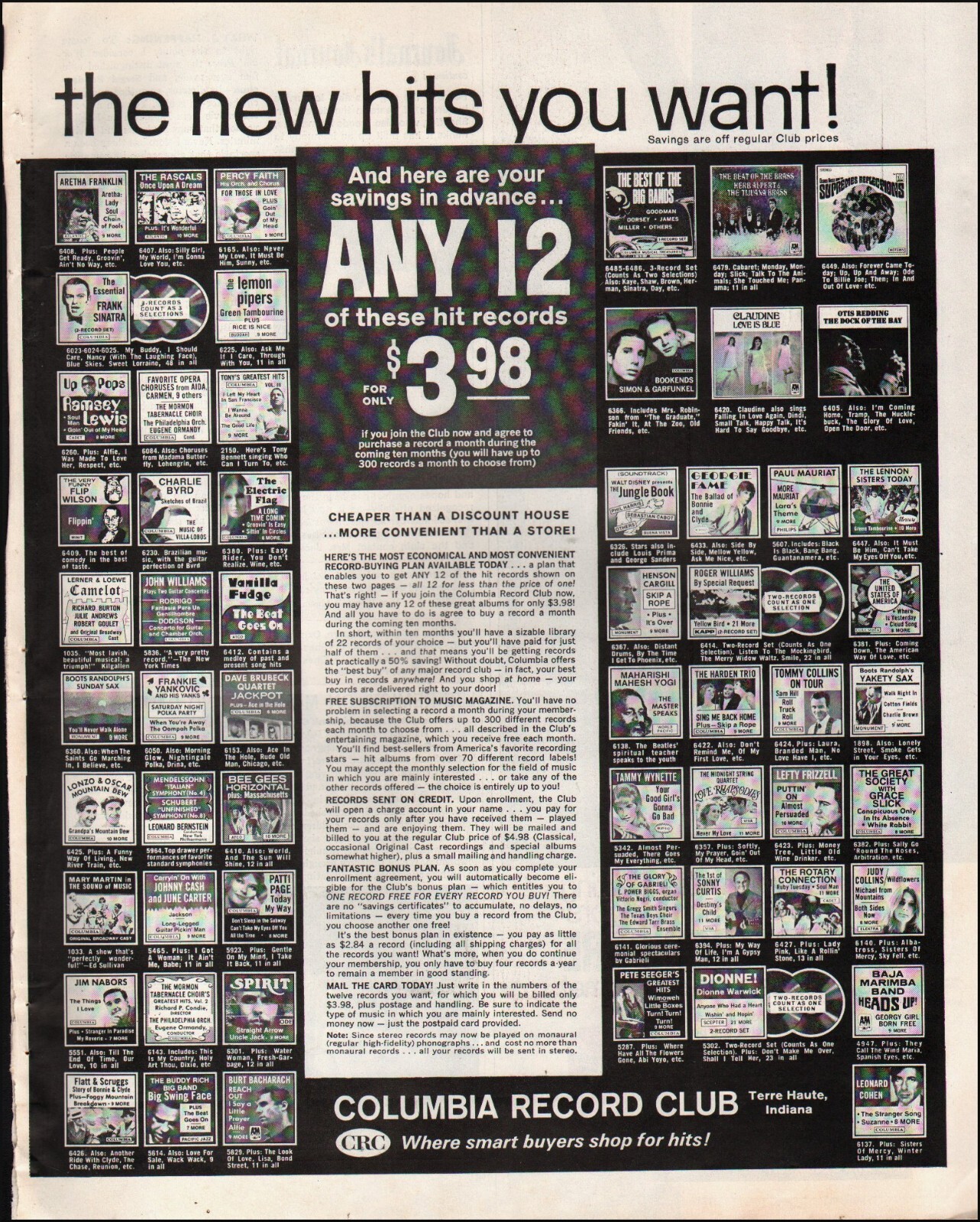 1968 Vintage ad Columbia Record Club retro music Albums 2-pg 09/20/23 ...