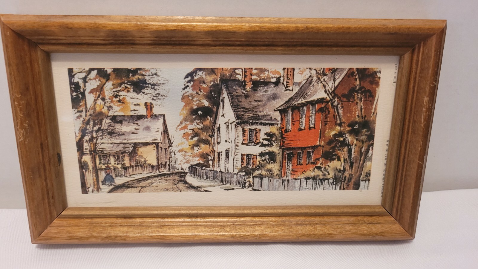TRAVIS ART PRINT ARTHUR KAPLAN LITHO City Street WOOD FRAME 9 X 5 Inch ...
