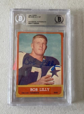 Signed 1963 Topps BOB LILLY Dallas Cowboys Rookie Card #82 Beckett ...