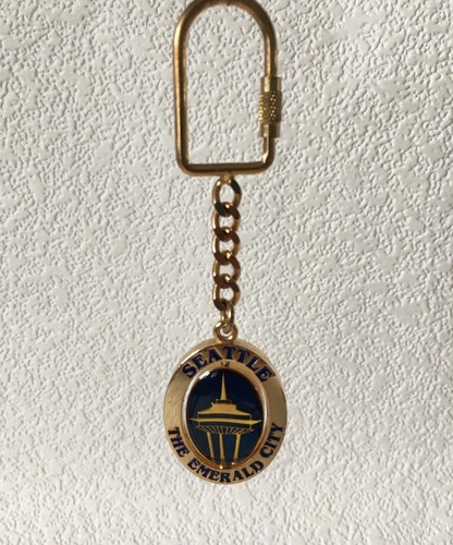 Vintage Keychain SEATTLE Key Ring Rotating Fob THE EMERALD CITY Space ...