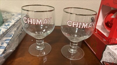 Set of 2 Chimay Silver Rimmed Chalice Beer Glasses 0,3L (11.2 oz ...