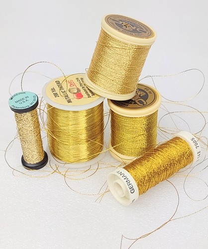 DMC Sulky Kreinik & Dritz Embroidery Thread Filament Lot Metallics Gold ...