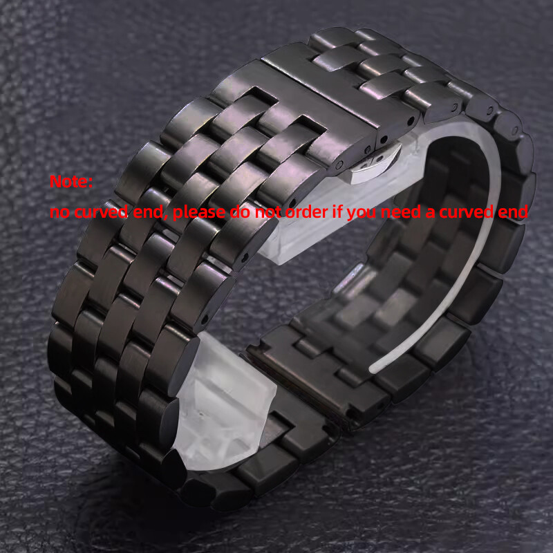 16mm-26mm Straight+Curved End Metal Bracelet Stainless Steel Watch Band ...