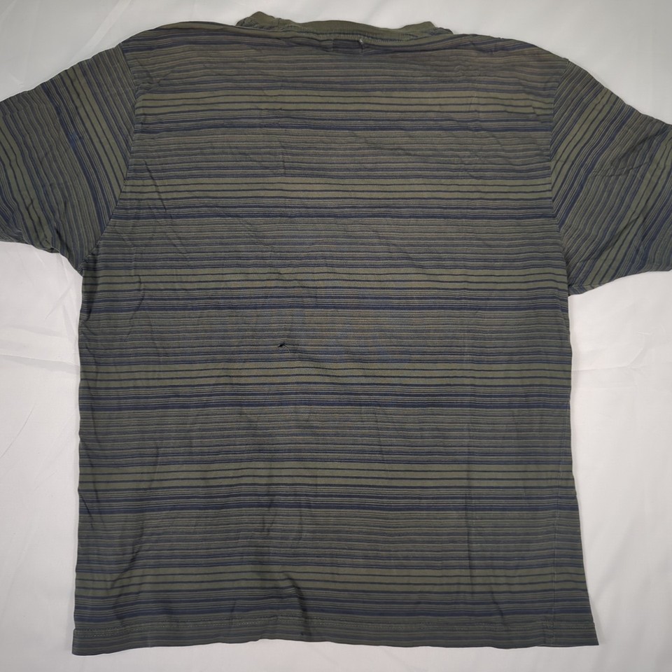 CALVIN KLEIN JEANS Vtg 90s Y2k Olive Green Striped Crew T-SHIRT Men's M ...