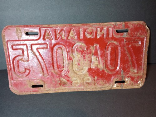 Vintage 1964 Indiana License Plate Rush County Creme Crimson Man Cave ...