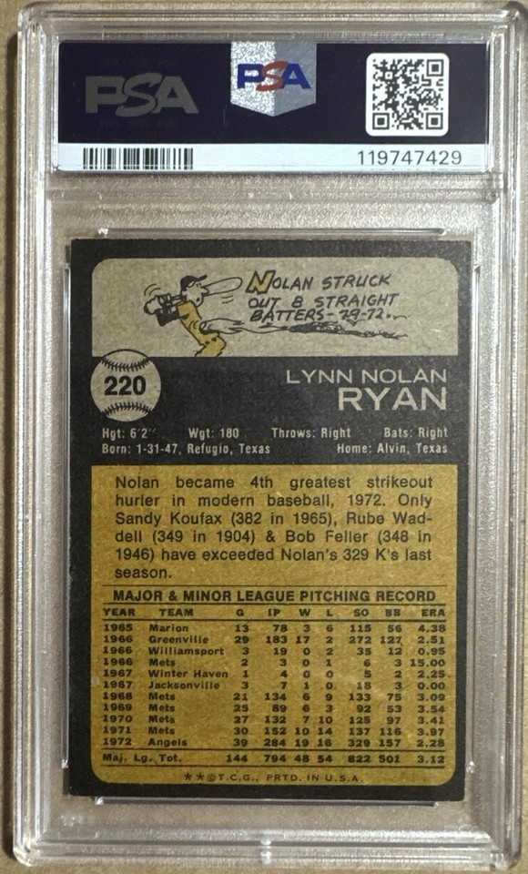 1973 Topps Nolan Ryan #220 Blue Bleed On Upper Border | eBay