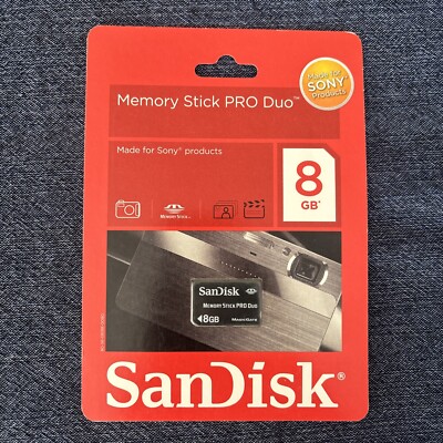 NEW 8gb Sandisk Sony Memory Stick Pro Duo Card for Sony Cybershot ...