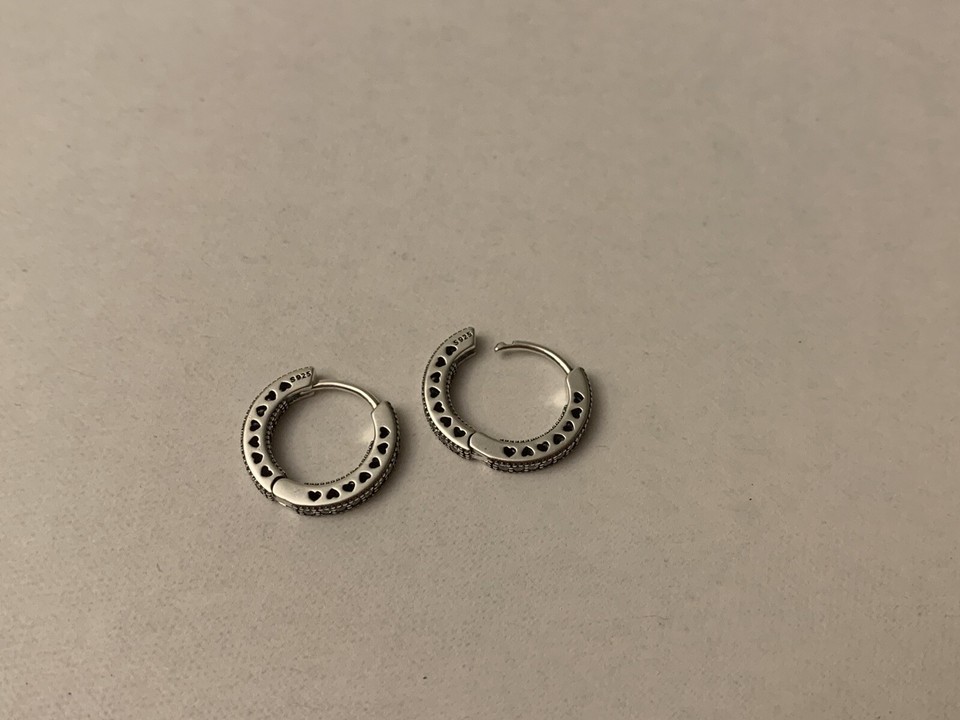 Brand New Genuine Pandora Pave Hearts Of Pandora Hoop CZ Earrings ...