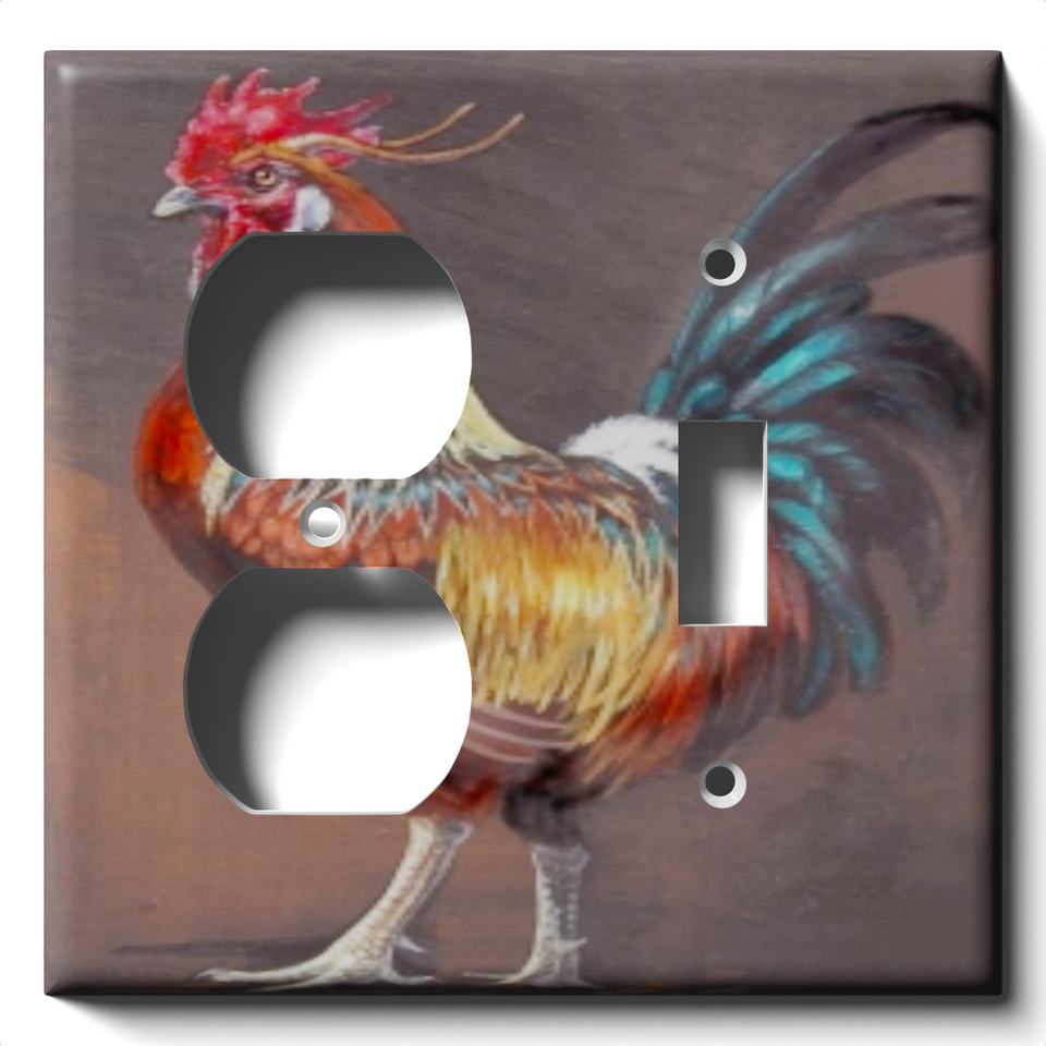 Colorful Rooster Decorative Light Switch Plate Cover Outlet Wall Plate ...