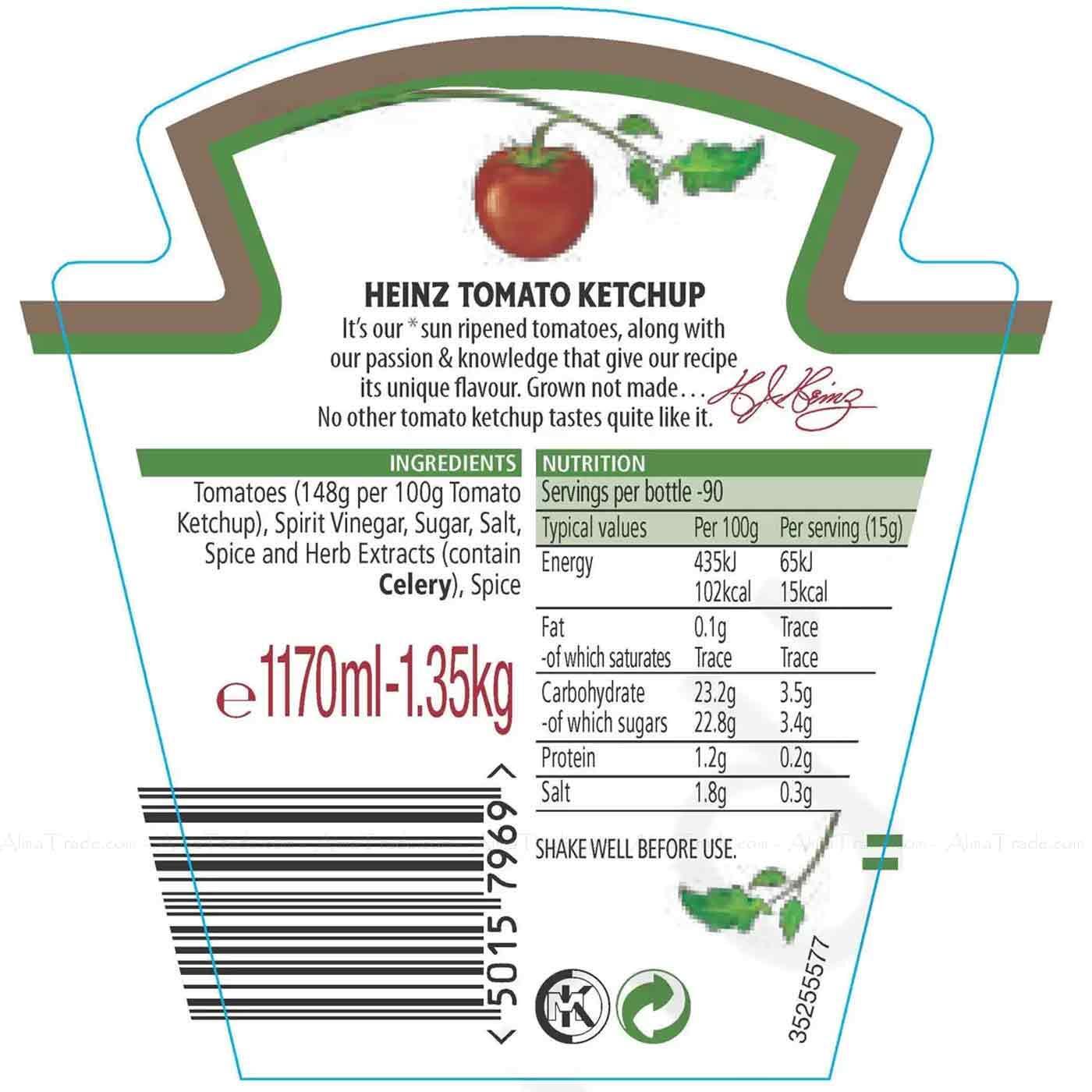 Heinz Ketchup Back Label