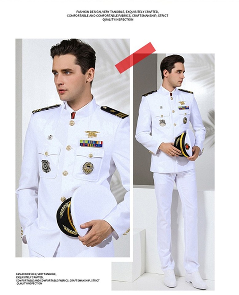 US Navy Military Uniforms White Mariner Sailor Yacht Captain American ...