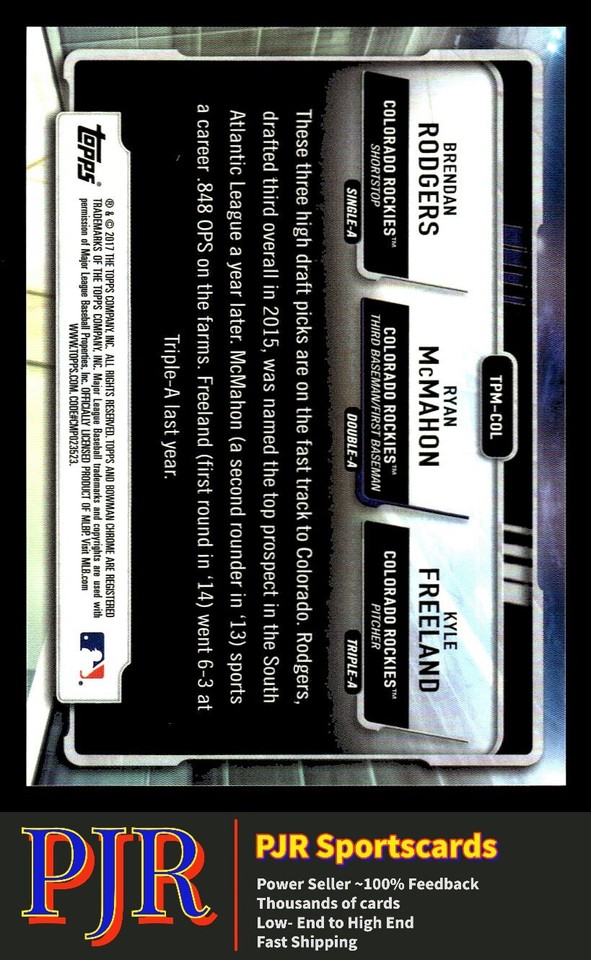 2017 Bowman Mega Box #TPM-COL Rodgers/McMahon/Freeland Rockies Talent ...