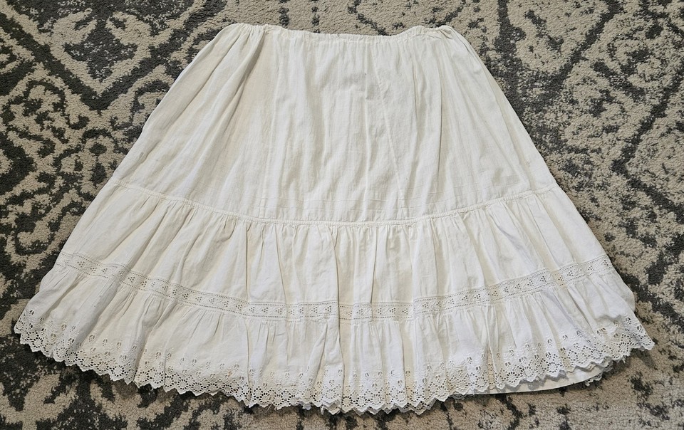 Vintage White Cotton Petticoat Slip Petti Hoop Skirt Eyelet Trim Needs ...
