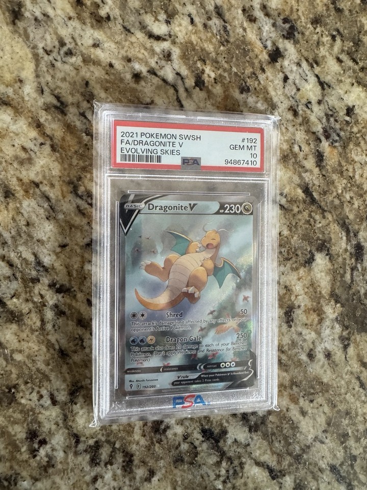 PSA10 Dragonite V (Alternate Full Art) 192/203 Swsh07: Evolving Skies ...