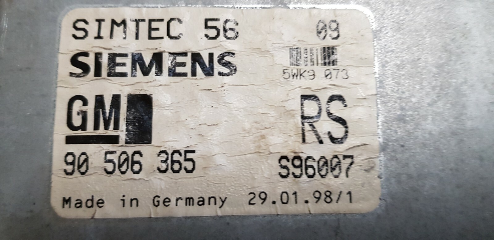 Opel VectraB 1.8 Engine Control Unit GM 90506365 Siemens 5WK9073 Simtec ...