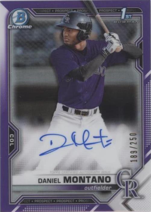 2021 Bowman - Chrome Prospects Autographs Daniel Montano #CPA-DM Purple ...