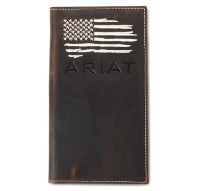 Ariat Mens Distressed American Flag Leather Rodeo Checkbook Wallet | eBay