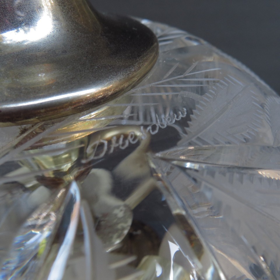 Dresden Crystal Lamp Cut Glass Mushroom Dome Table 17.5” Signed Vintage ...