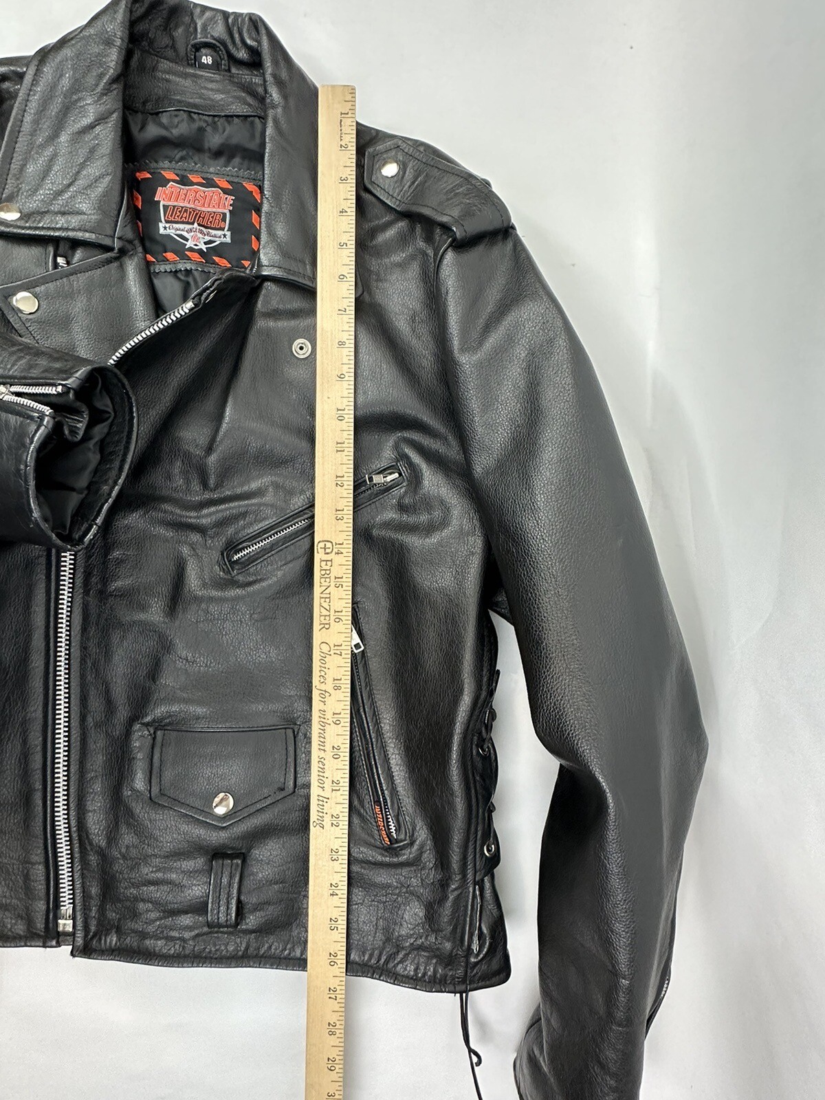 Interstate Leather Motorcycle Jacket Mens Size 48 Bla… - Gem