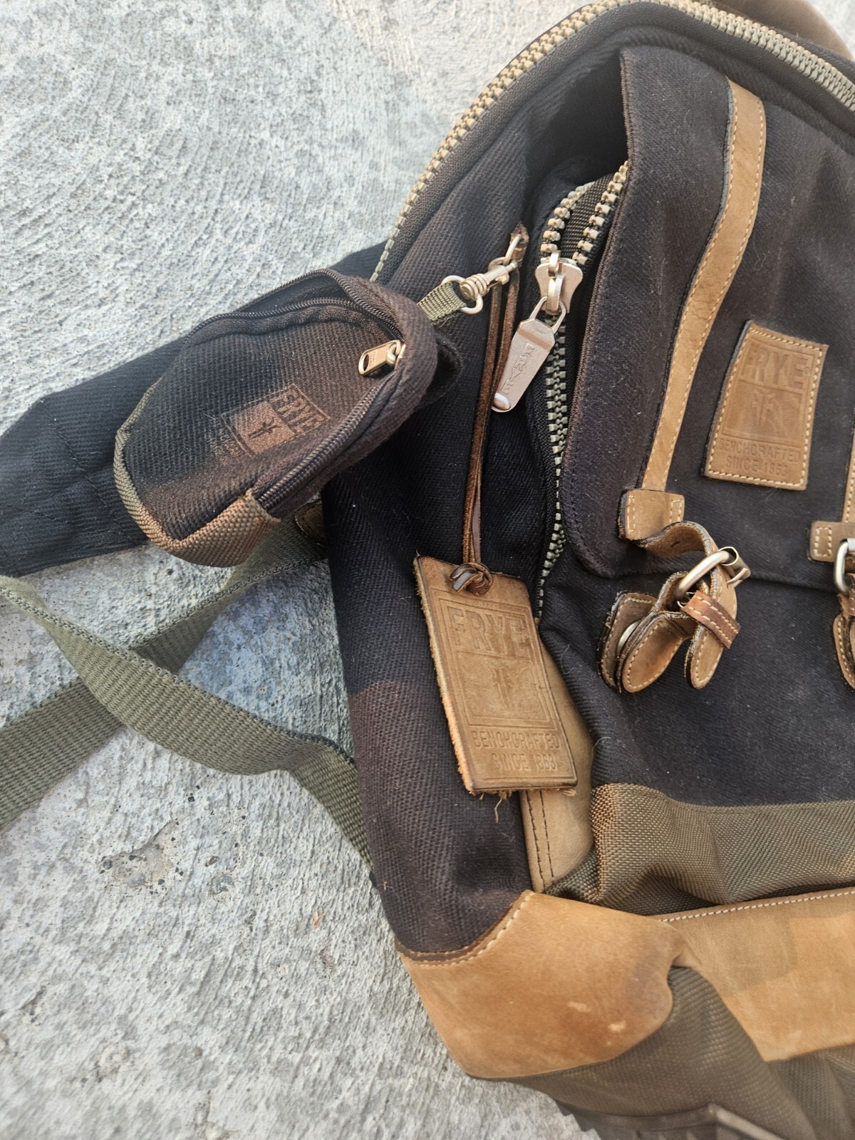 EUC Rare Designer Frye Backpack Crazyhorse Leather Mini Keychain Clean ...